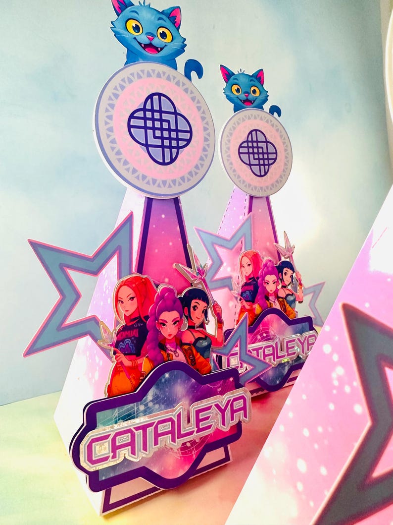 K-pop Demon Hunters Party Pyramid Box | Custom Favor, Centerpiece - Etsy