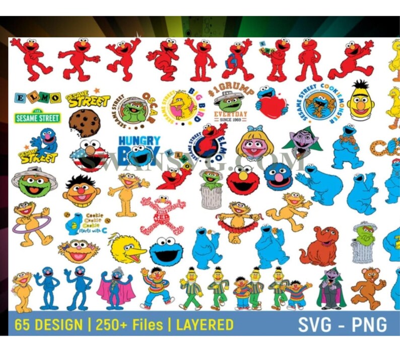 250 Sesam Street Bundle Svg, Puppet Svg, Kids Show Svg, Children TV ...