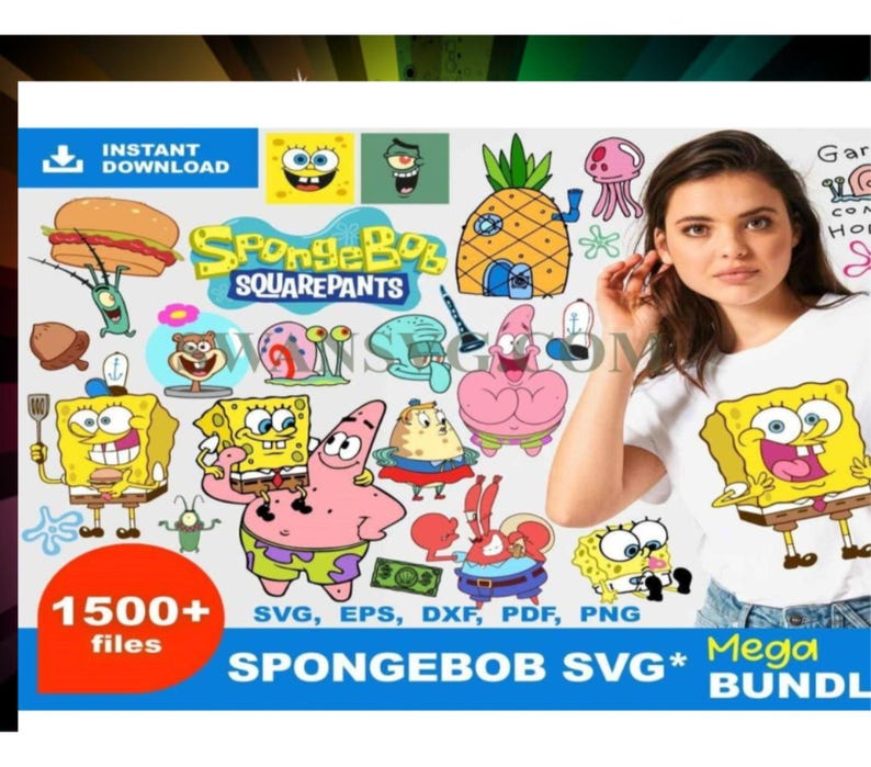 1500 Spongebob Mega Bundle, Trending Svg, Spongebob Characters Svg - Etsy
