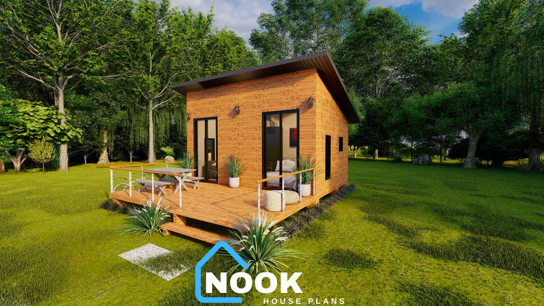Tiny Cabin House Plan: Modern Cottage Design (14x20) (digital Download ...
