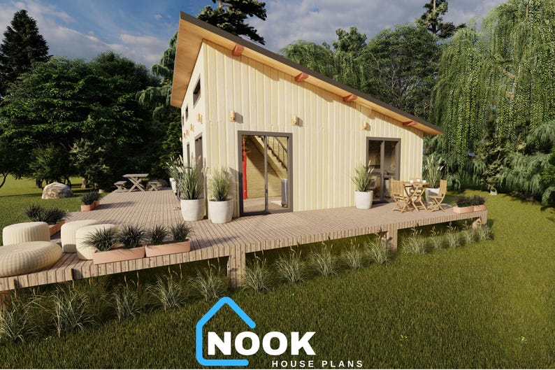 Modern Cottage House Plan: 24x32 Rustic Cabin Blueprint (PDF ...