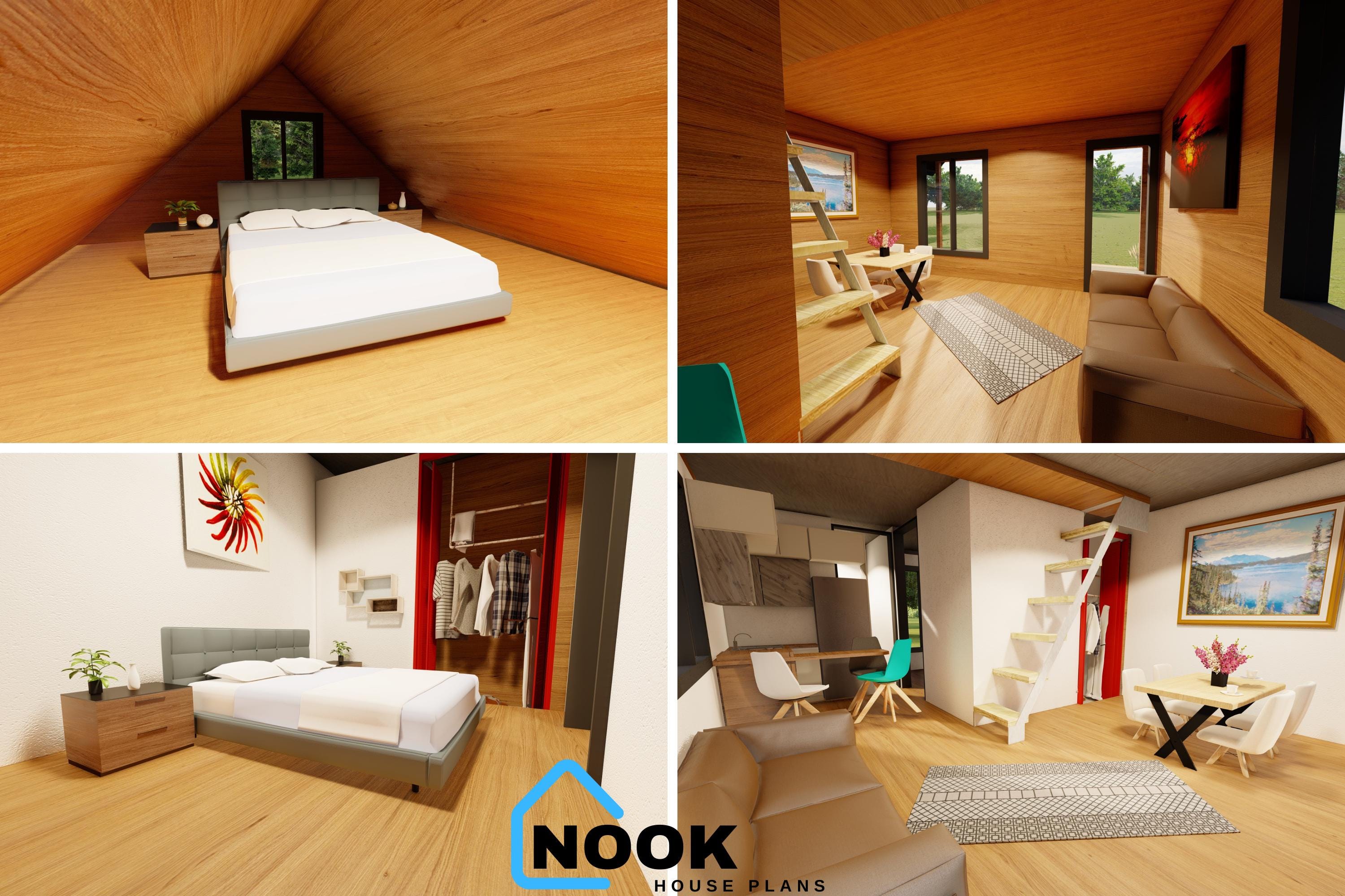 24x16 Tiny Cabin Plans: 2 Bedroom DIY House (PDF Download) - Etsy