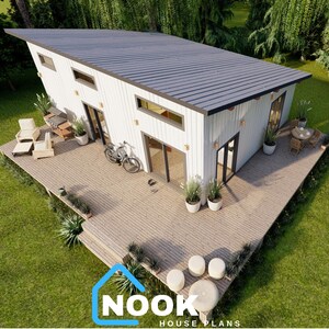 Modern 24x32 Cabin House Plan: 1000 Sqft Farmhouse Cottage (PDF ...