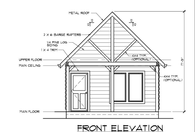 24 X 16 Cabin House Plan, Tiny Cabin Plans, DIY Cabin Plans With Cut ...