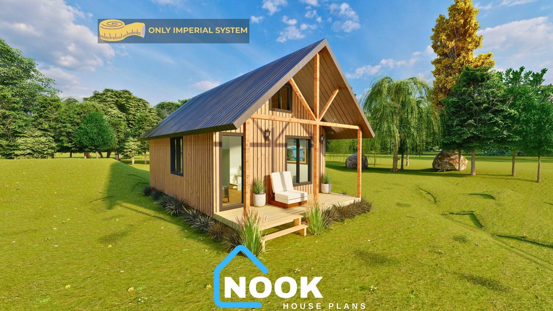 24x16 Tiny Cabin Plans: 2 Bedroom DIY House (PDF Download) - Etsy