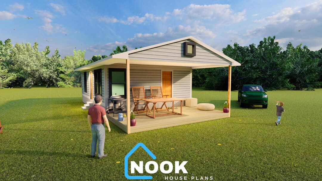 Modern Tiny House Plan: 528 Sq Ft DIY Cabin Blueprint (digital Download ...