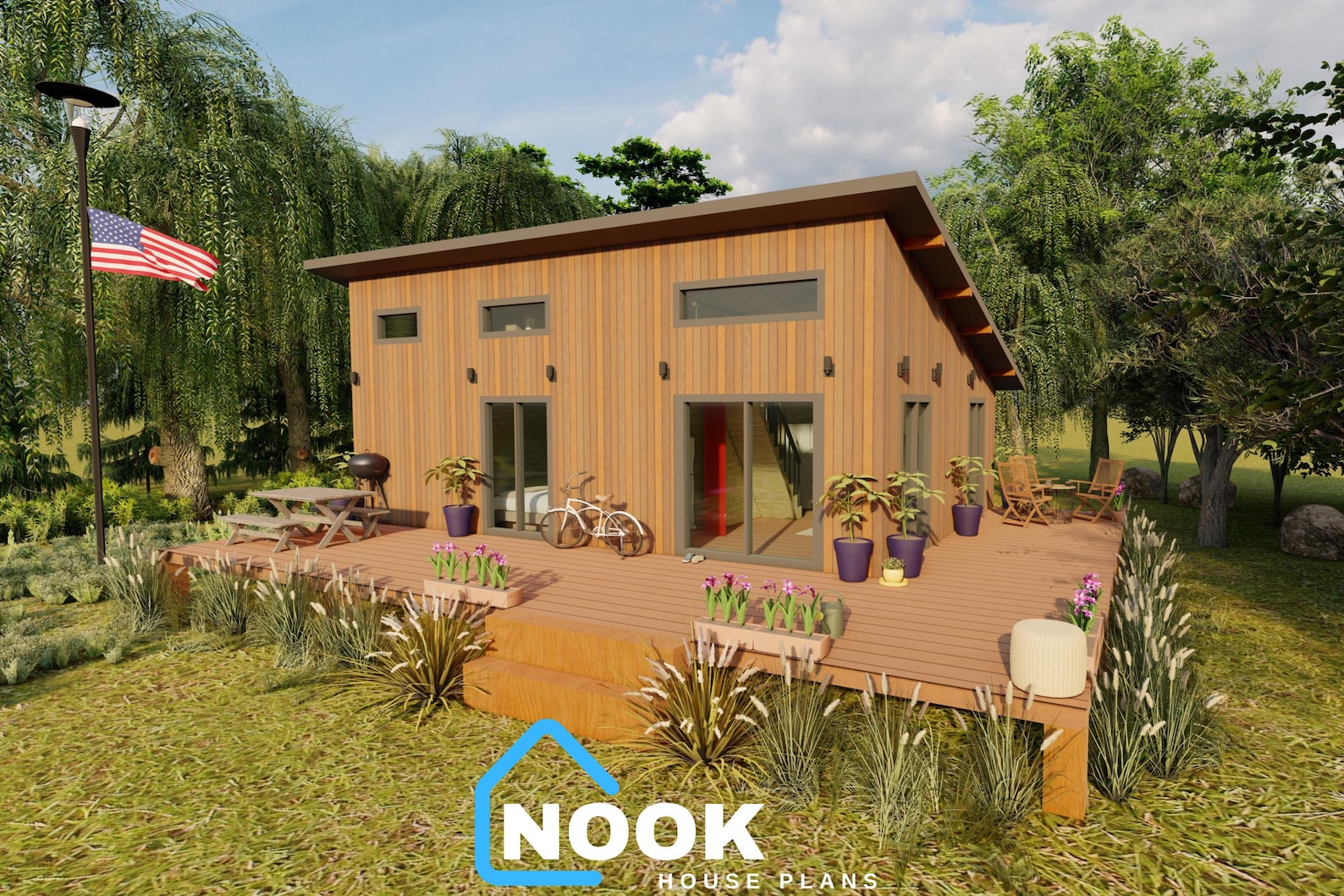 Modern Cottage House Plan: 24x32 Rustic Cabin Blueprint (PDF Download ...