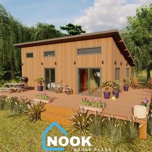 24x32 Modern Lean Cottage,cabin House Plan,rustic Retreat Blueprint ...