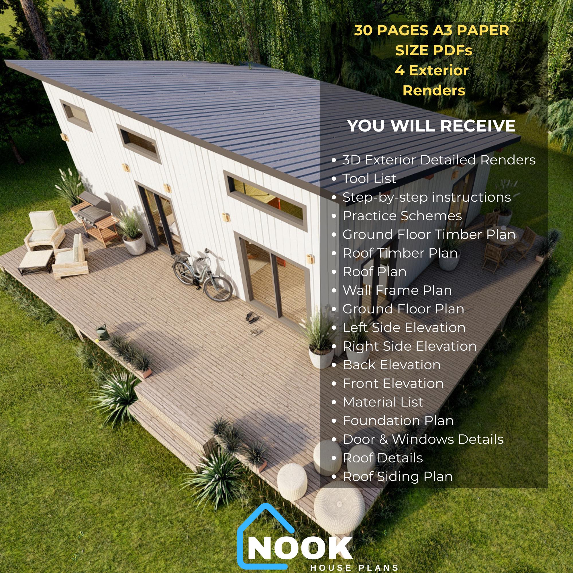 24x32 Cabin House Plans, Rustic Retreat Blueprint, Instant Download PDF ...