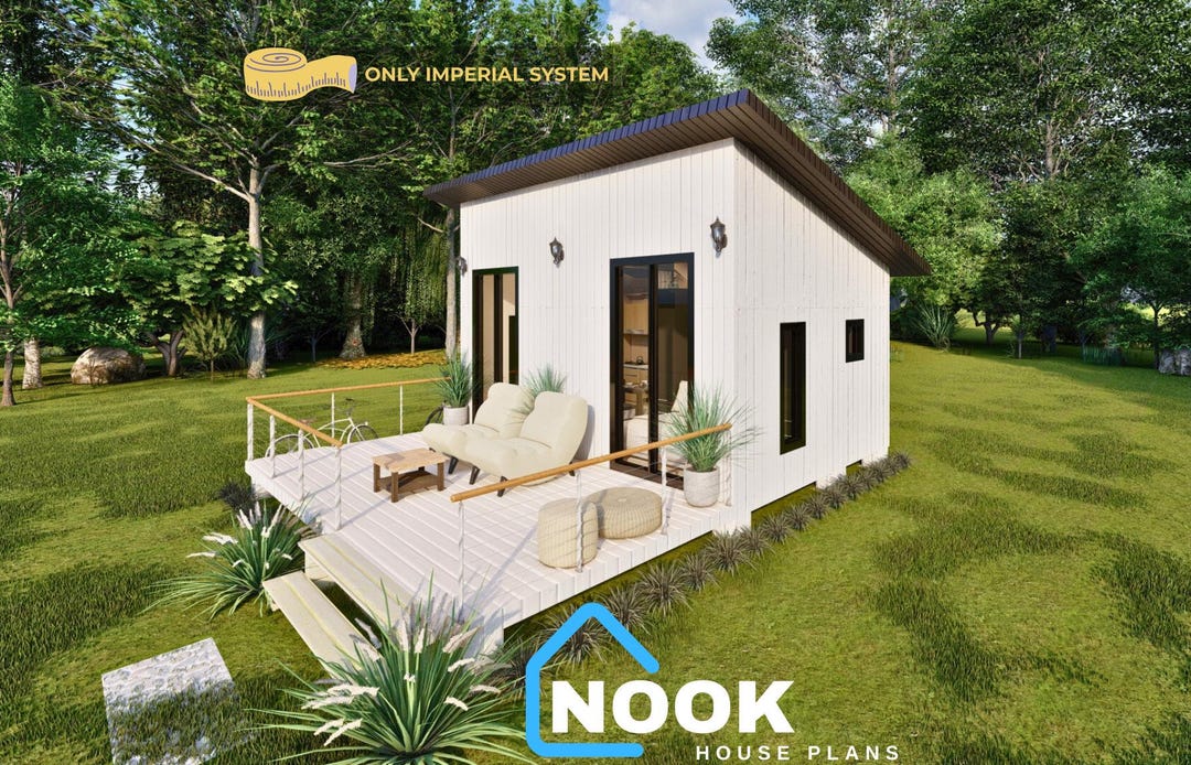 Tiny Cabin House Plan (14x20): Modern Cottage DIY Plans (digital ...