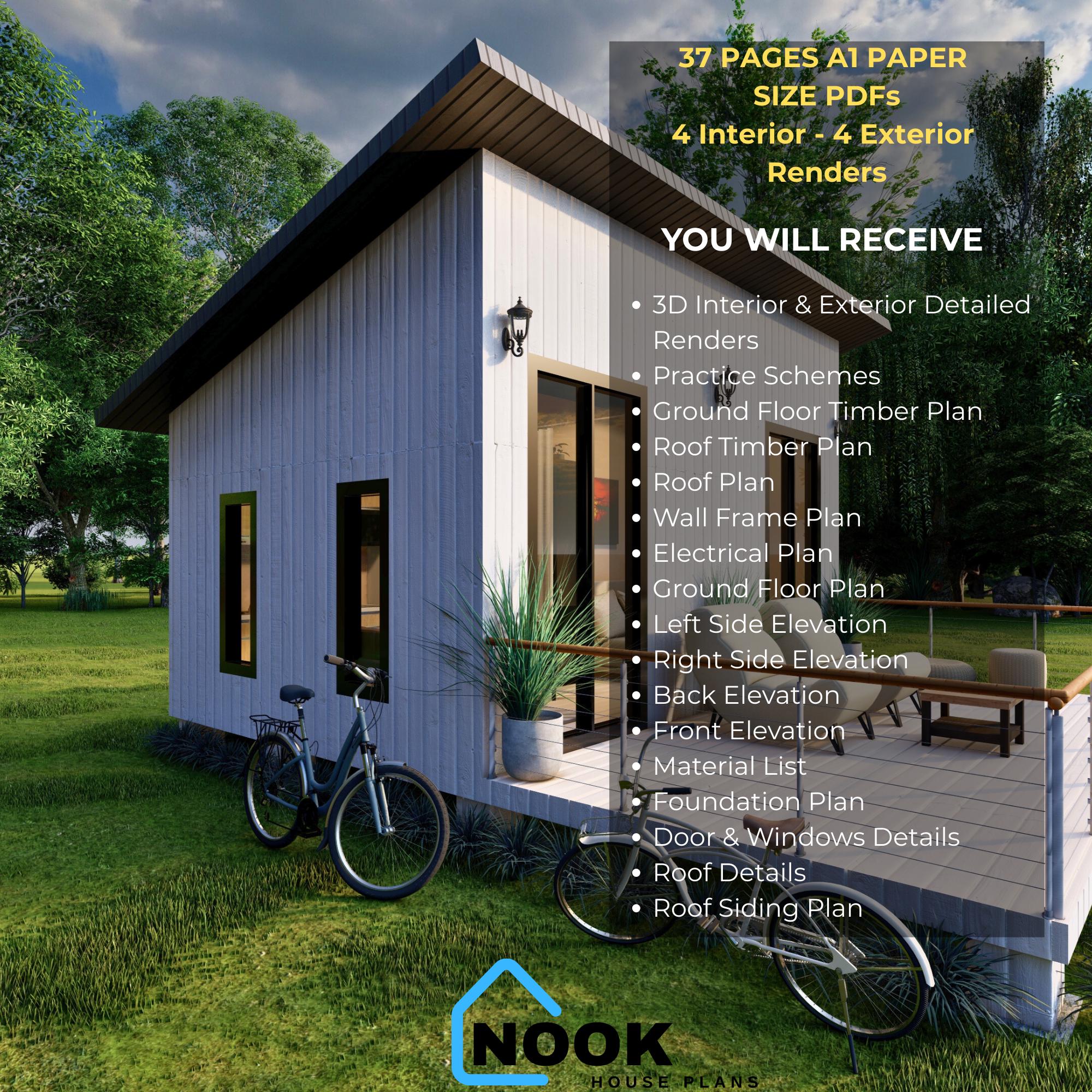 Tiny Cabin House Plan (14x20): Modern Cottage DIY Plans (digital ...