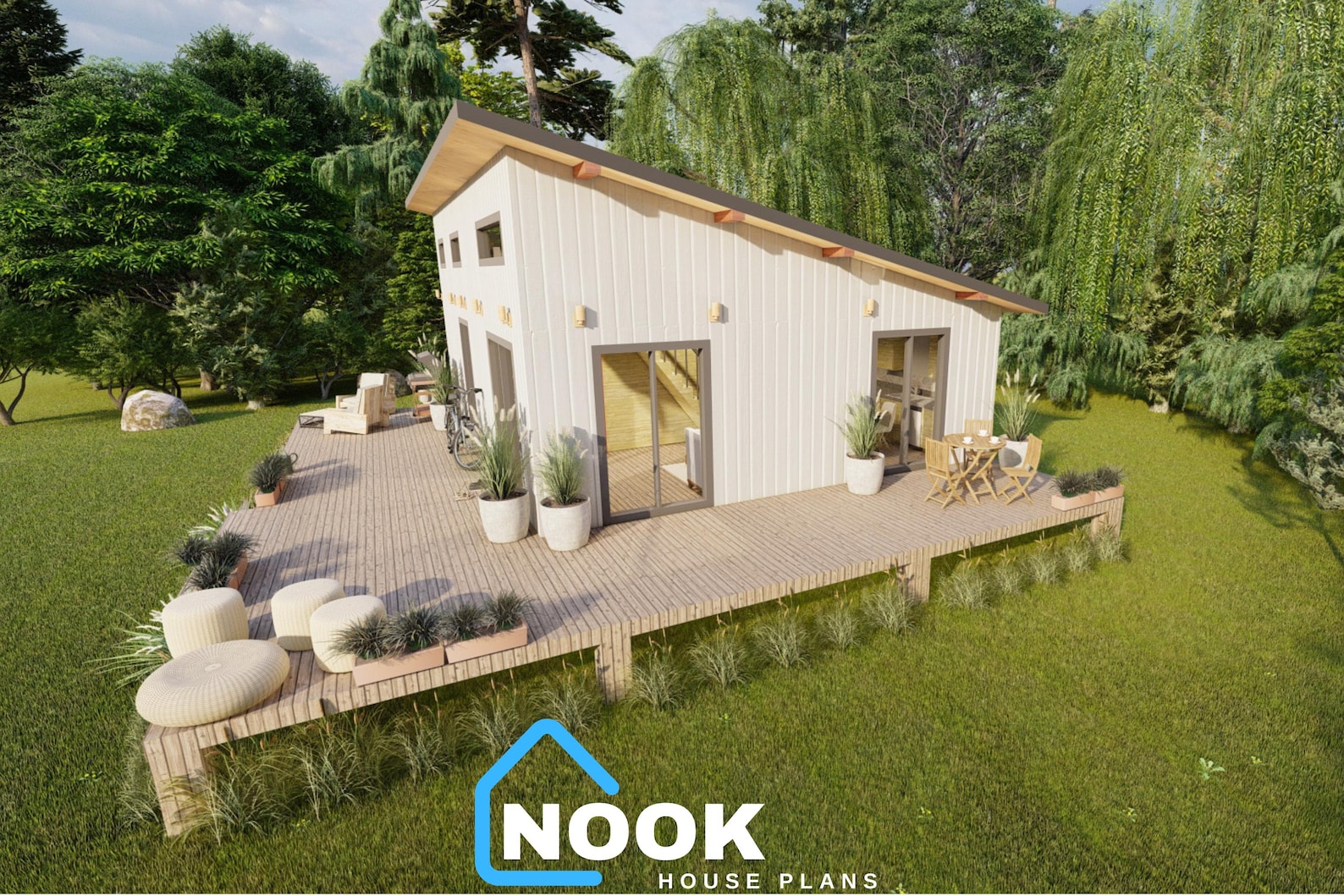 Modern 24x32 Cabin House Plan: 1000 Sqft Farmhouse Cottage (PDF ...