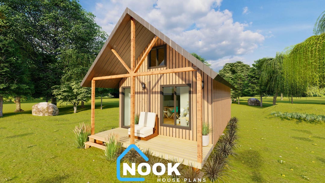 24x16 Tiny Cabin House Plan: 2 Bedroom DIY Design (digital Download) - Etsy