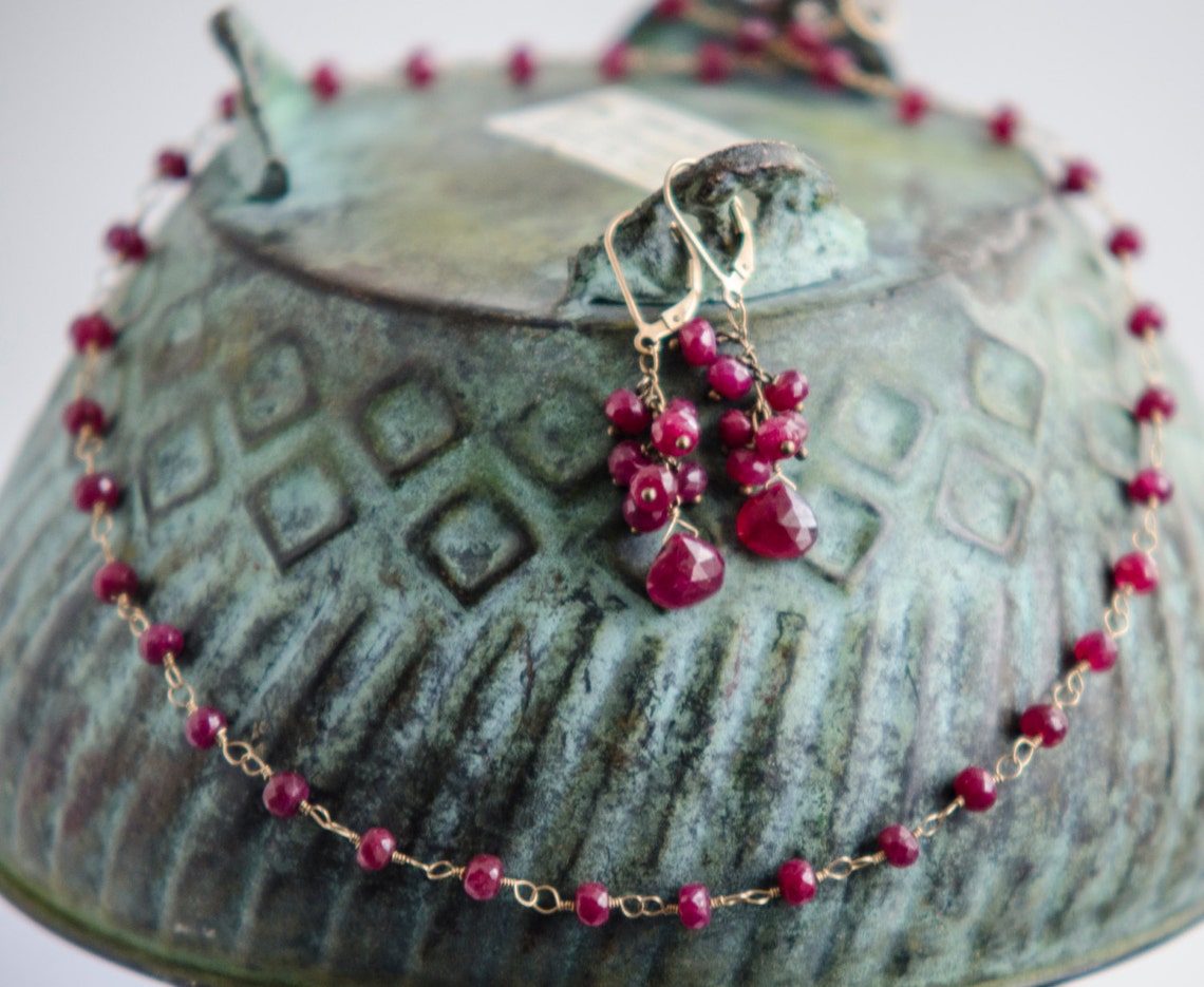 Faceted Ruby Necklace | Etsy