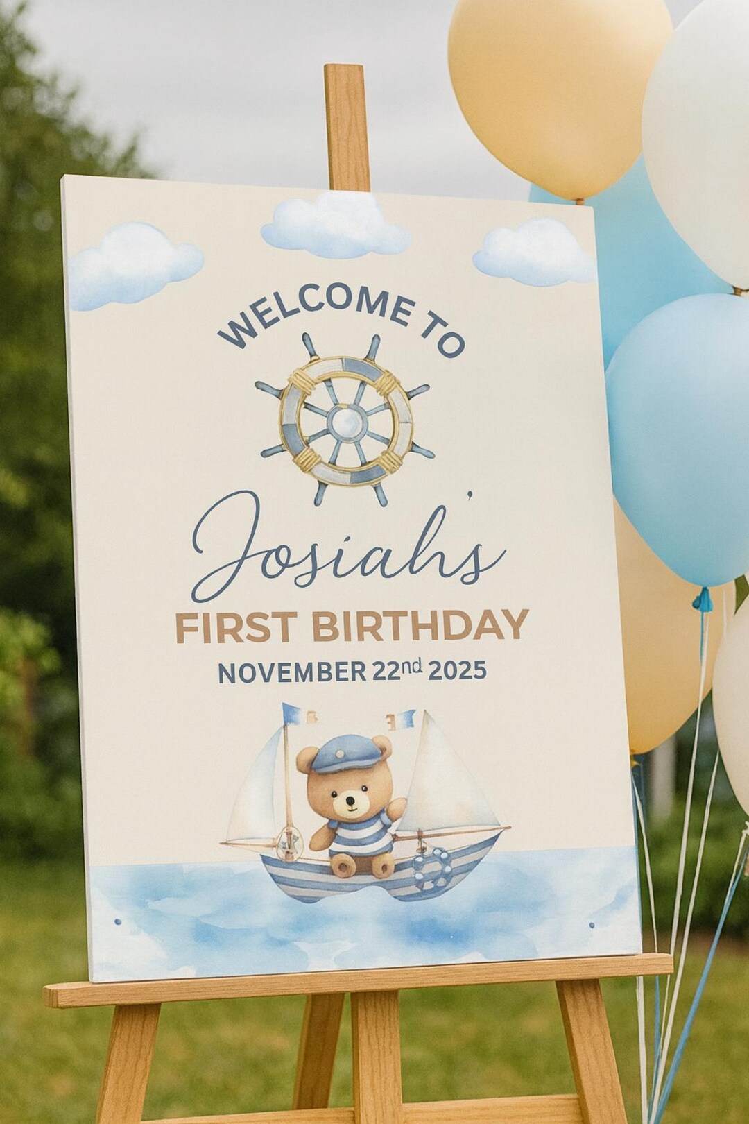 Personalised Nautical Welcome Poster — Baby Birthday Party Sign ...