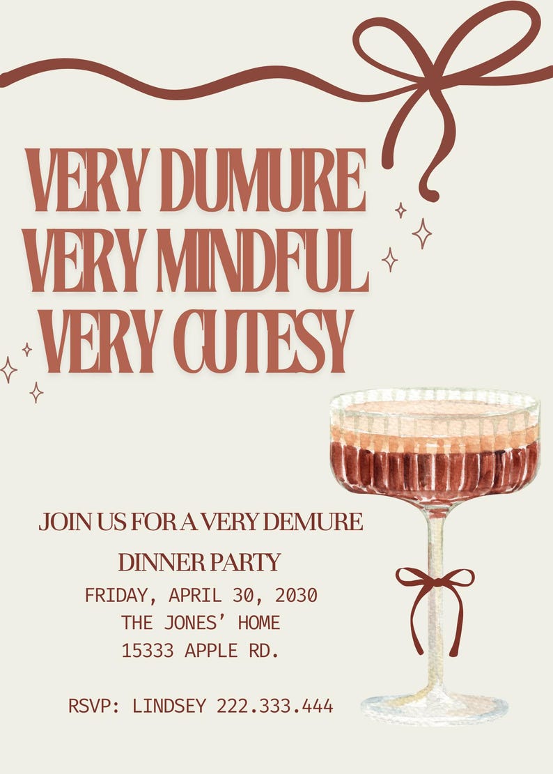 Very Demure Invitation Digital Template for Birthday, Dinner Party ...