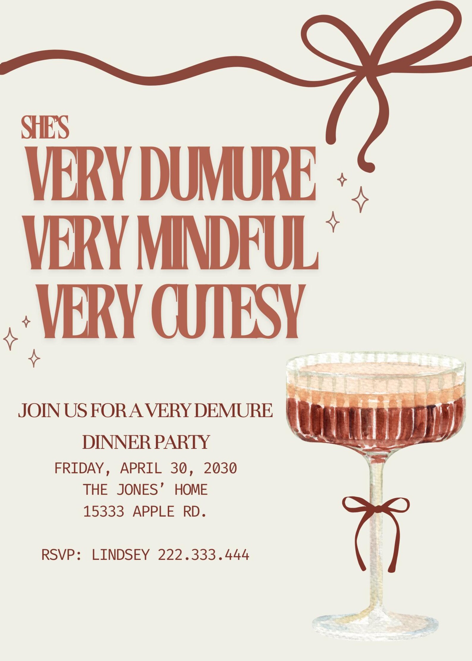 Very Demure Invitation Digital Template for Birthday, Dinner Party ...