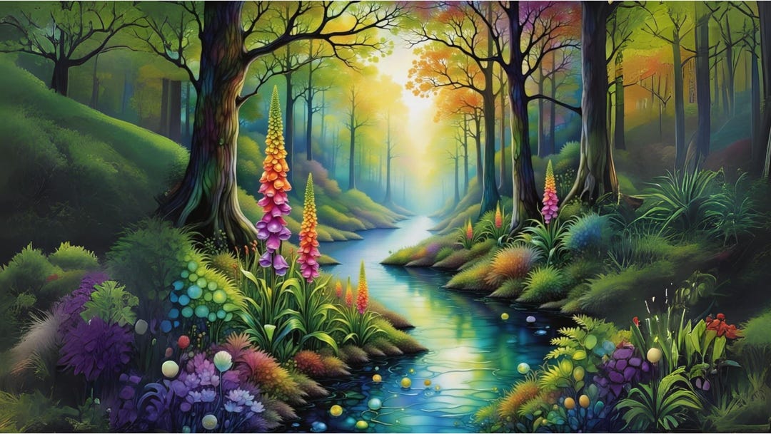 Enchanted Forest Stream Computer Wallpaper Background - Etsy