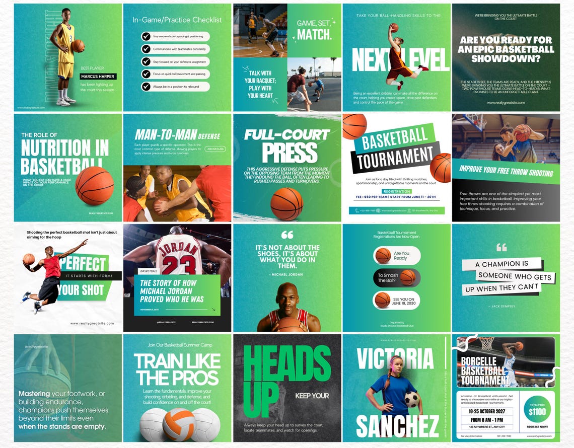 120 Sports CANVA Social Media Templates Basketball Football Soccer ...