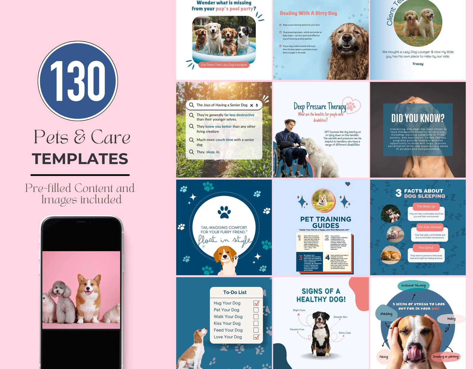 Pet Care Social Media Posts Healthcare Pet Products and Canva Templates ...