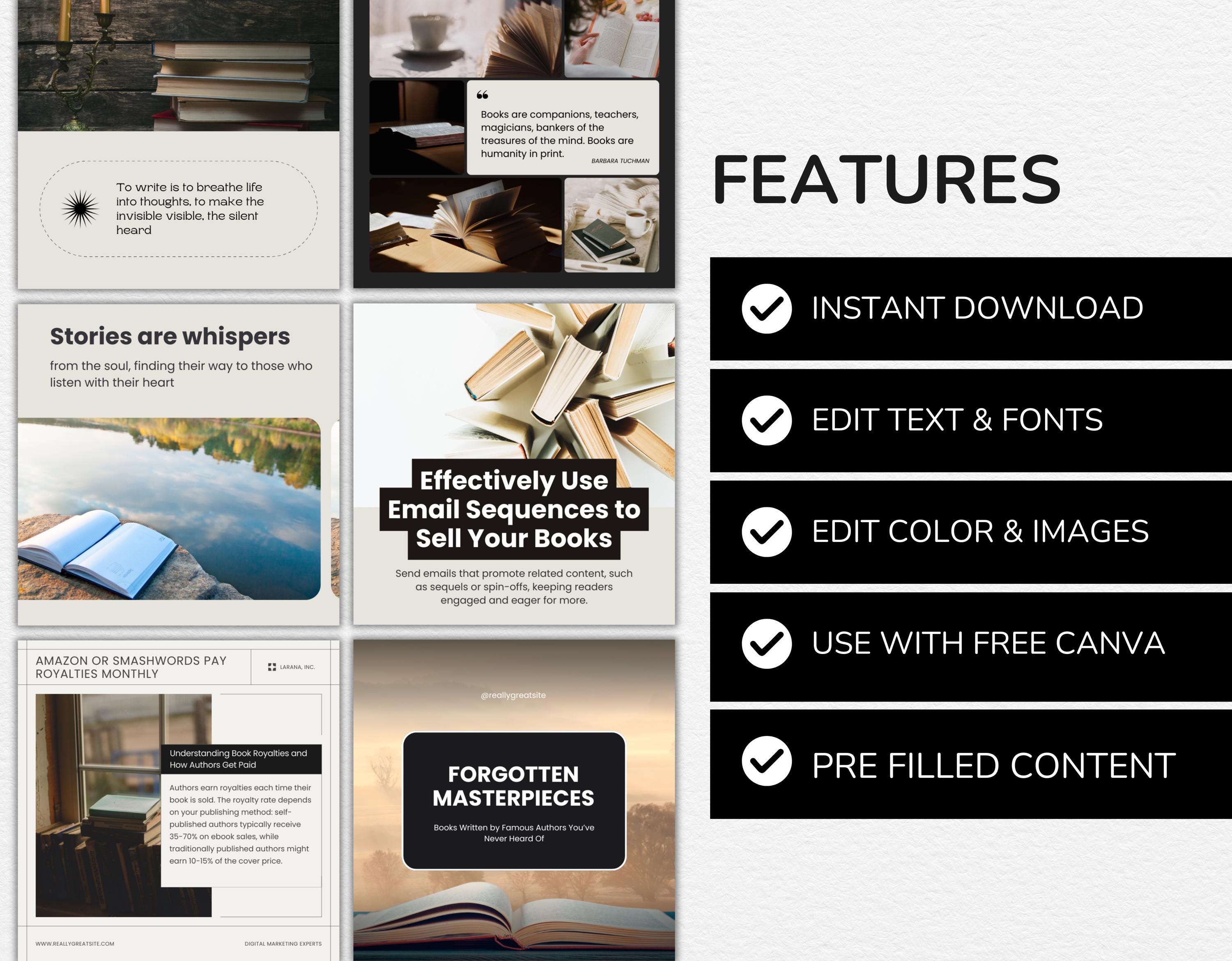 Author Book Promotion Templates | 185 CANVA Social Media Designs ...