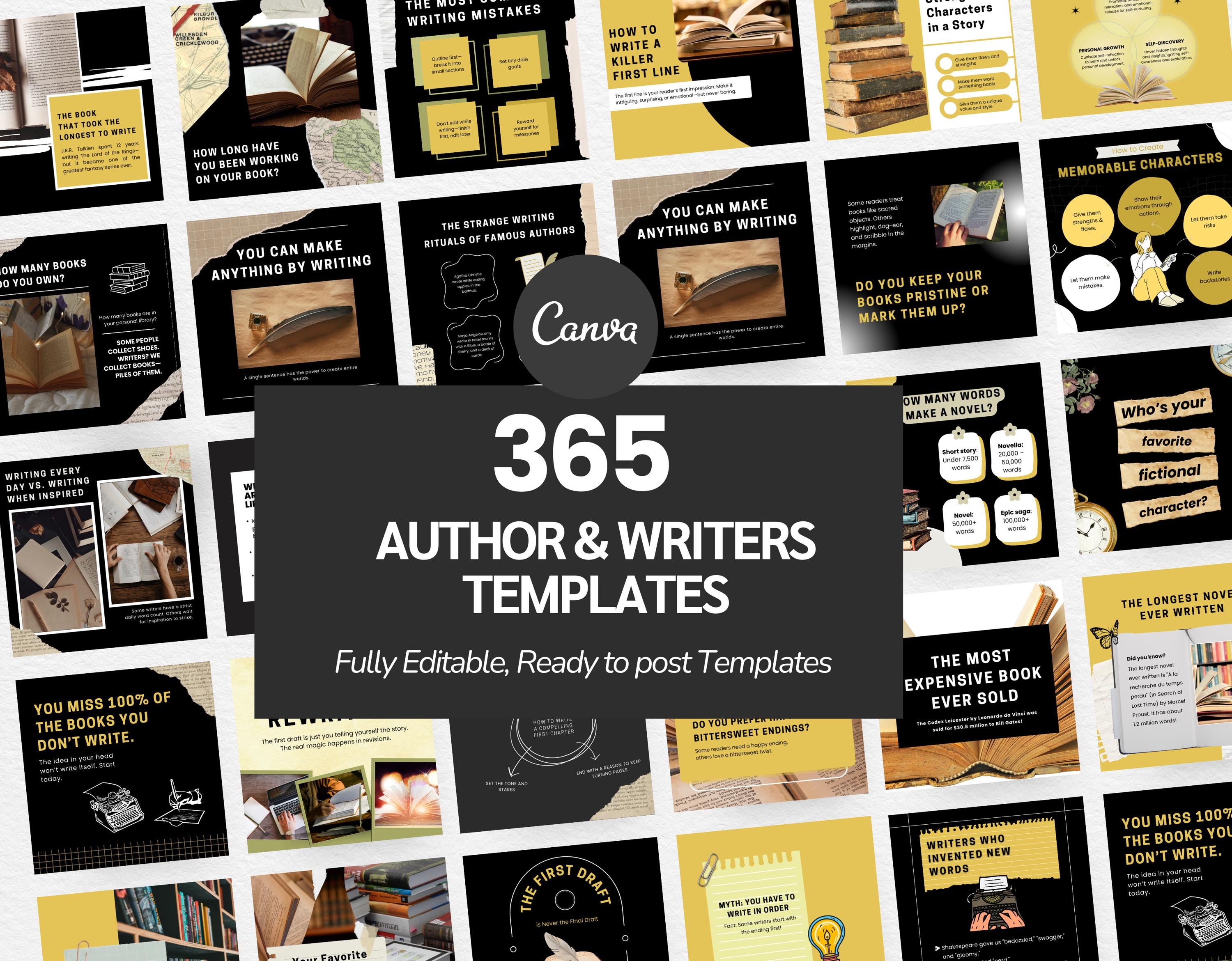 Author Book Writer Book Promotion Templates CANVA Designs for Novel ...