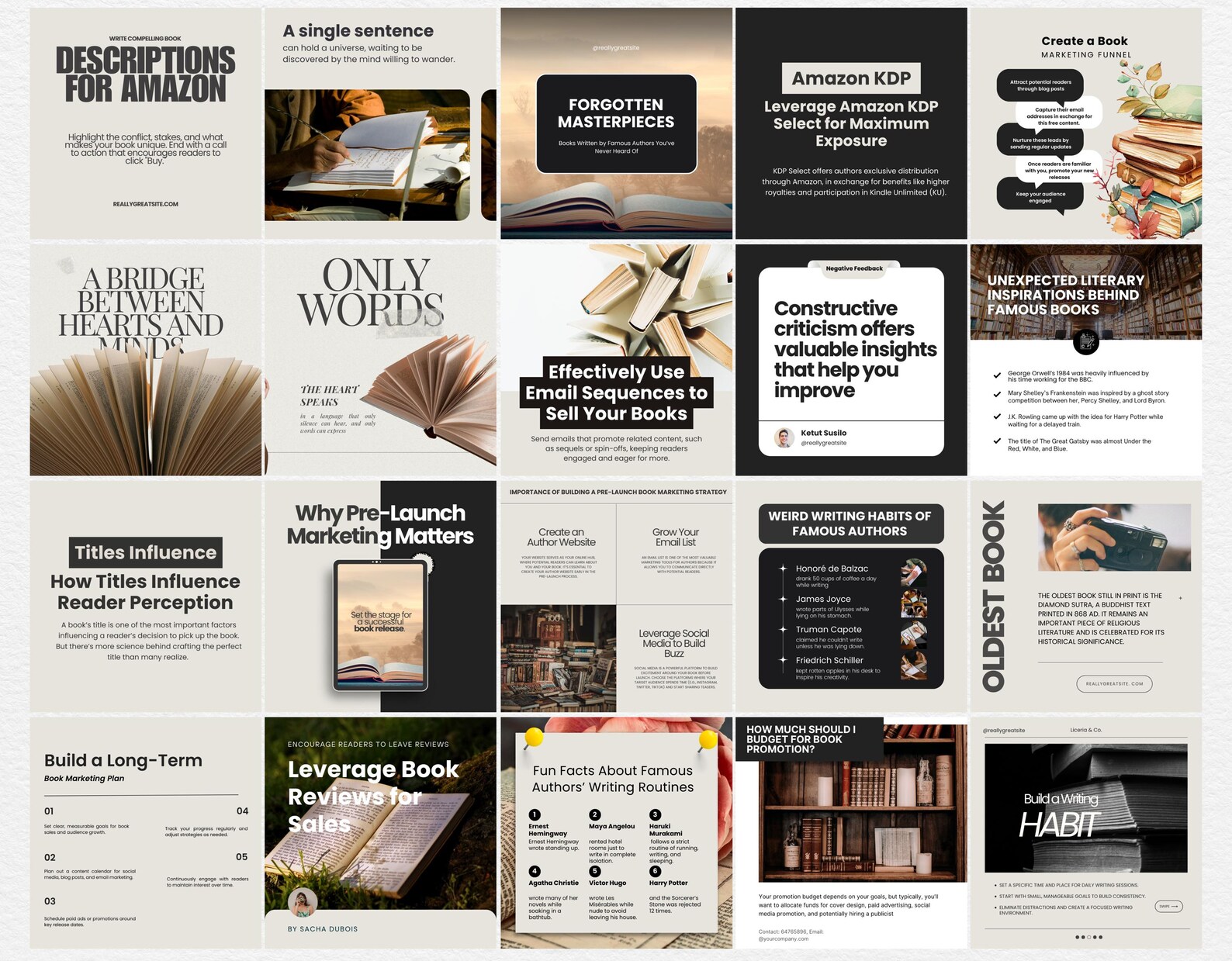 Author Book Promotion Templates | 185 CANVA Social Media Designs ...