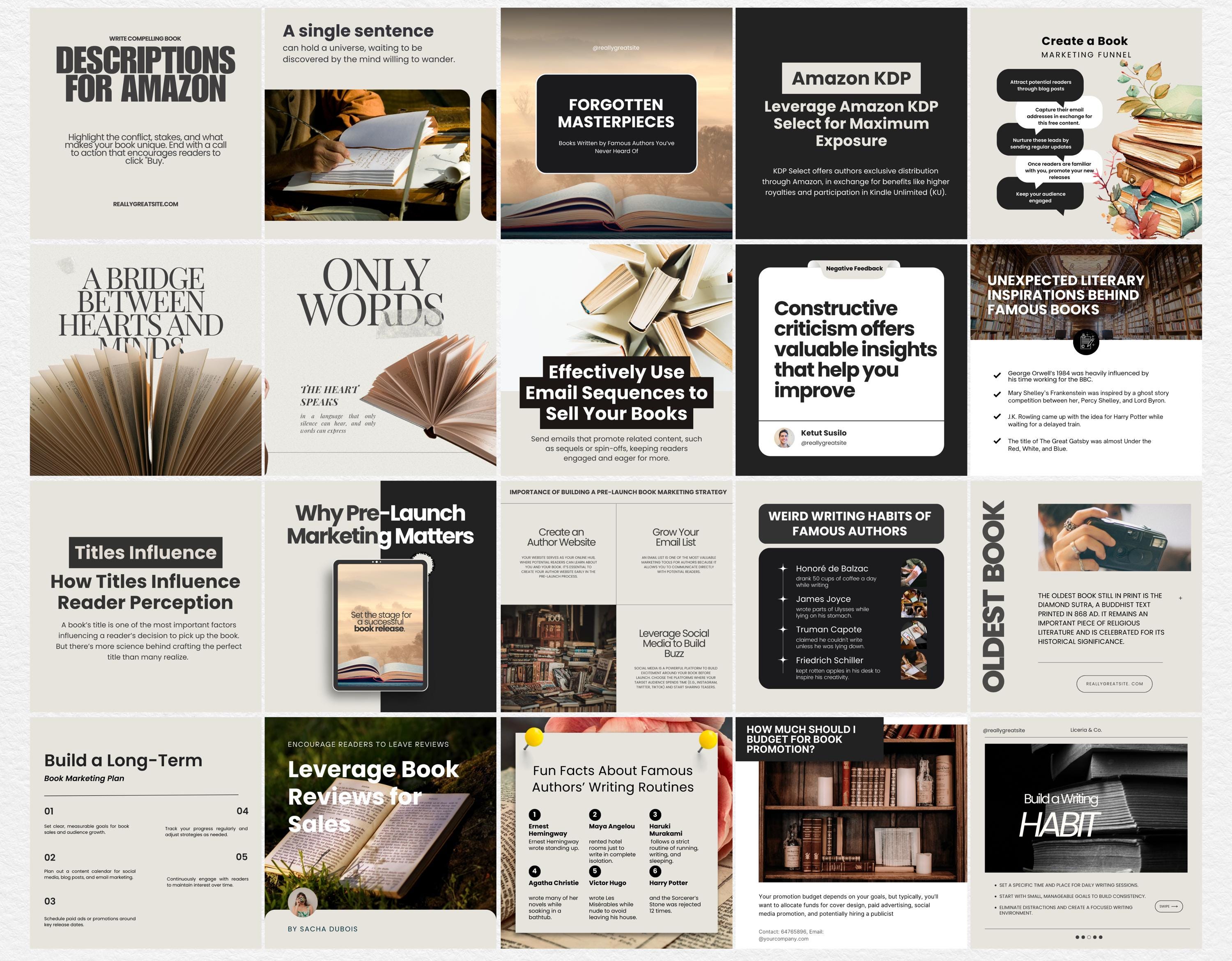 Author Book Promotion Templates | 185 CANVA Social Media Designs ...