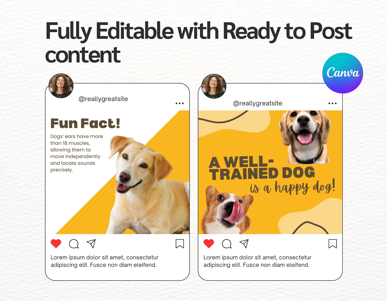 Dog Training Social Media Templates, Pet Business Canva Posts (180+) - Etsy