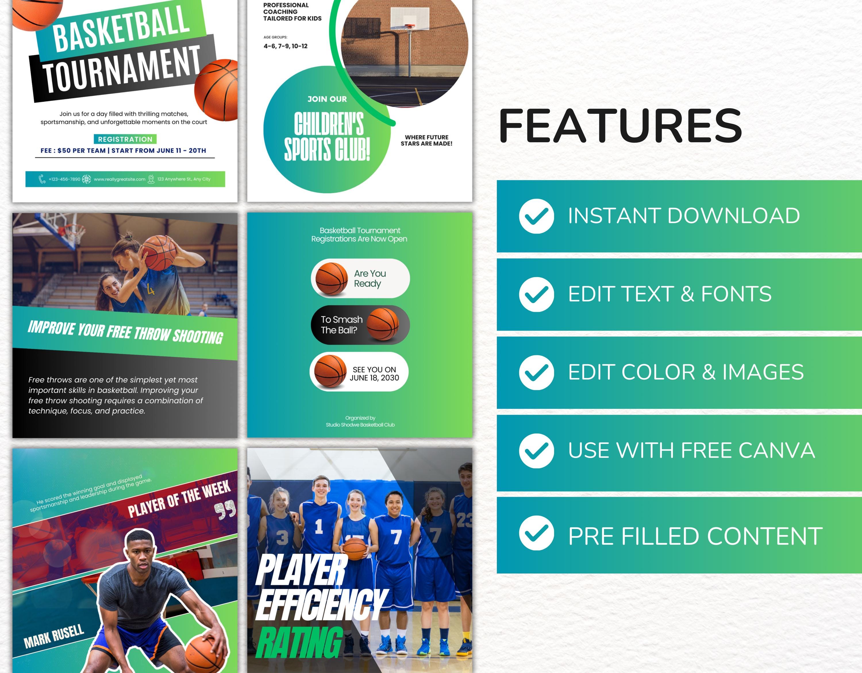 120 Sports CANVA Social Media Templates Basketball Football Soccer ...