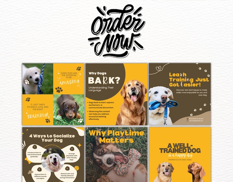 Dog Training Social Media Templates, Pet Business Canva Posts (180+) - Etsy
