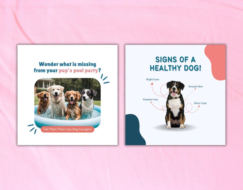Pet Care Social Media Posts Healthcare Pet Products and Canva Templates ...
