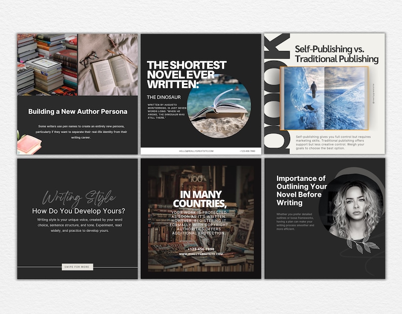 Author Book Promotion Templates | 185 CANVA Social Media Designs ...