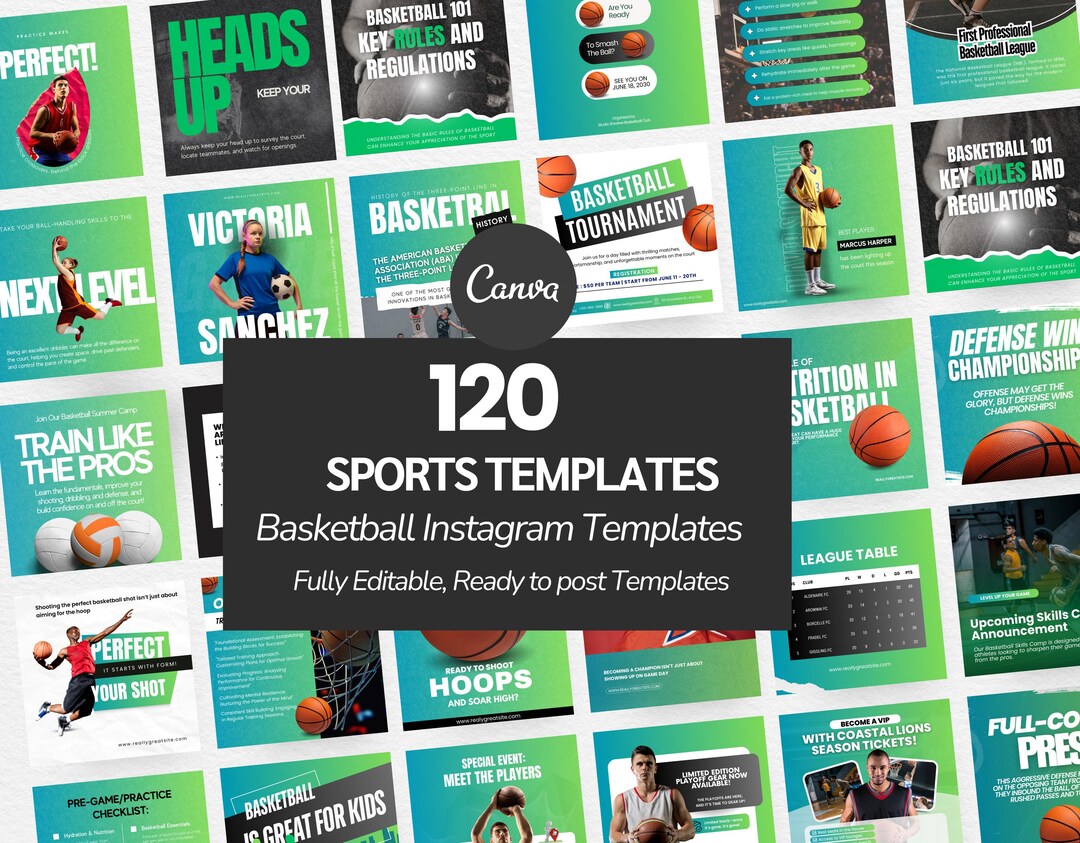 120 Sports CANVA Social Media Templates Basketball Football Soccer ...