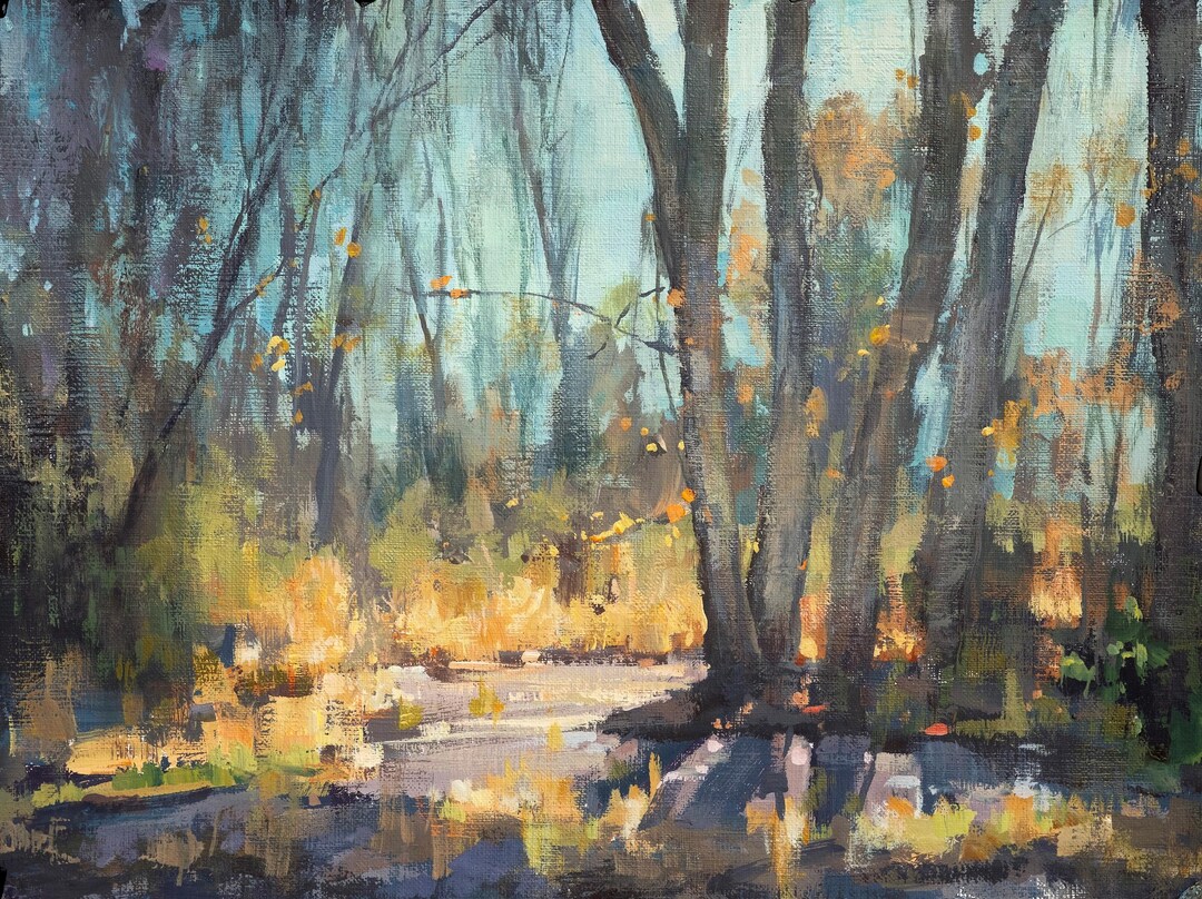 Art Print of 9 X 12 Gouache Painting, Dry Riverbed, Winter ...