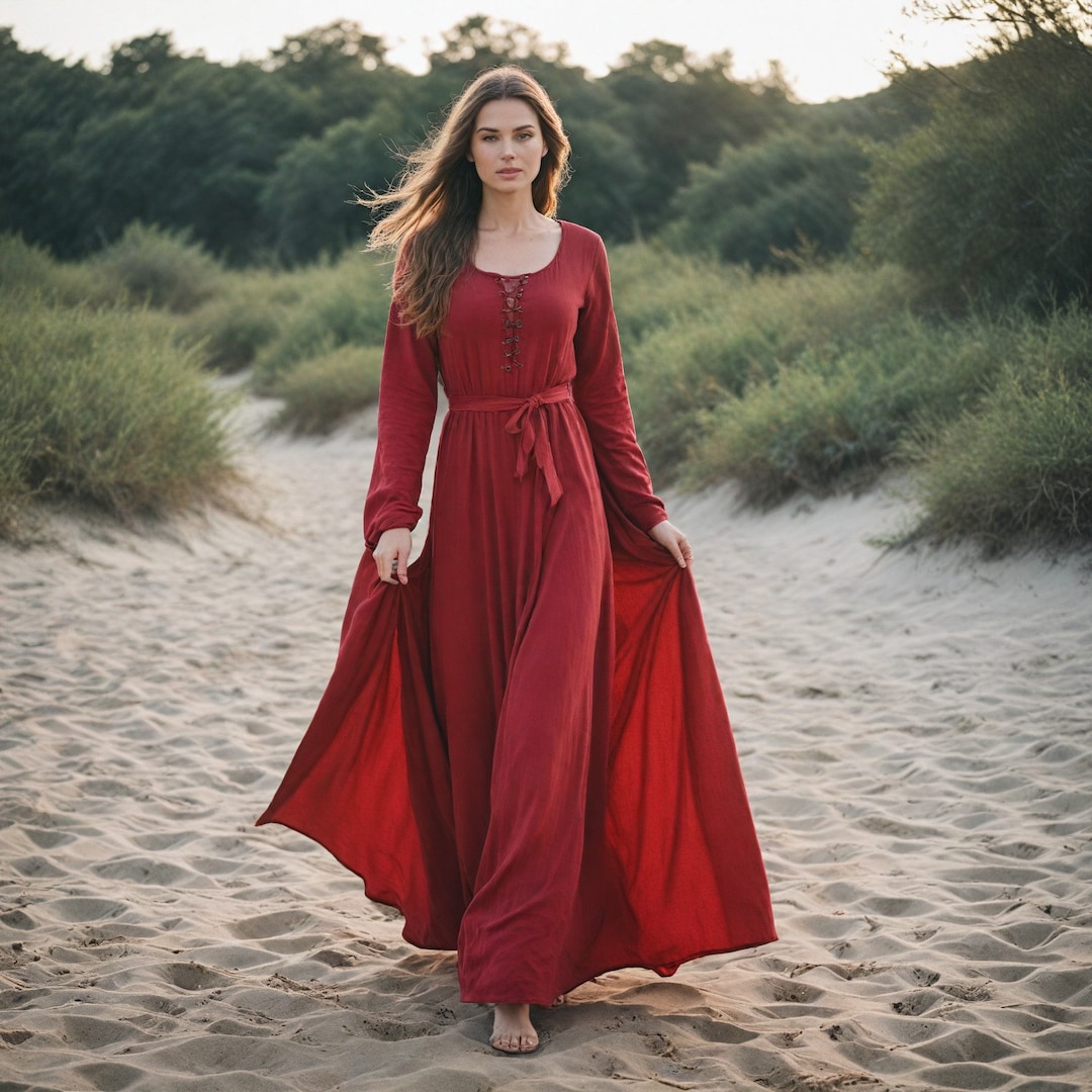 Women's Red Medieval Dress | Viking Renaissance Gown | Reenactment ...