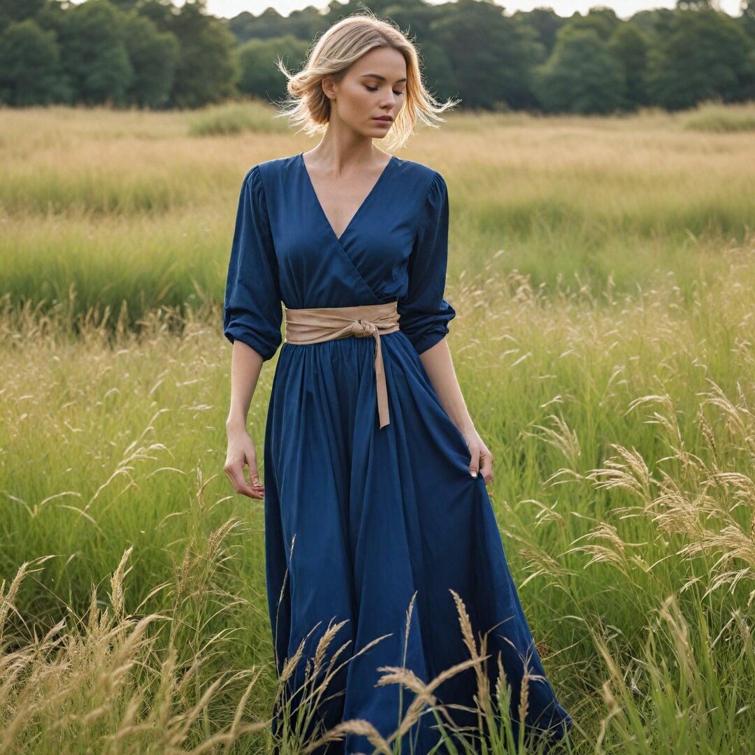 Blue Medieval Wrap Dress for Women | Renaissance Festival Gown | Viking ...