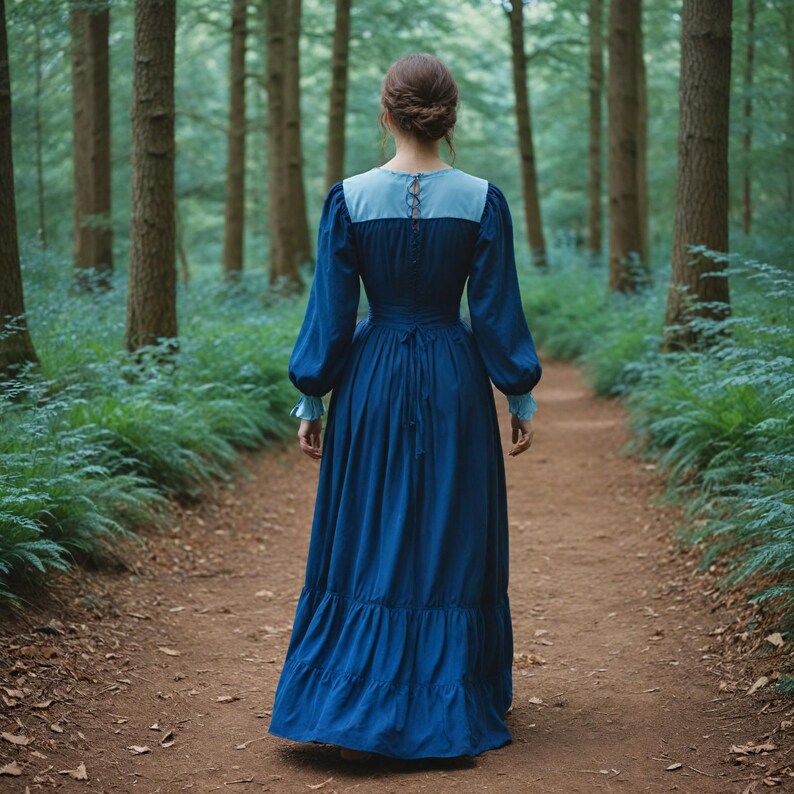 Women Blue Renaissance Gown | Medieval Princess Nordic Dress ...