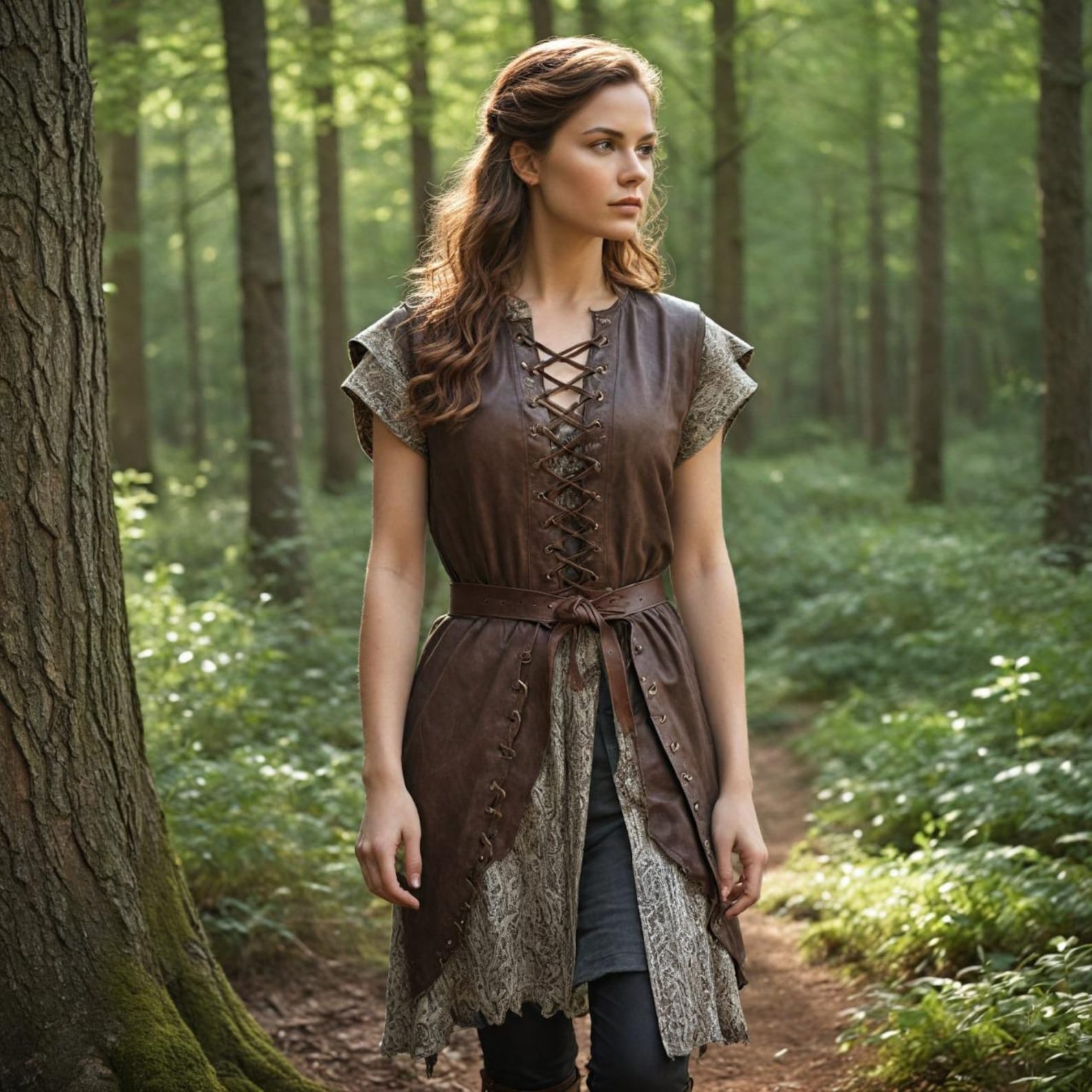 Women's Forest Huntress Leather Tunic | Medieval LARP Archer Costume ...