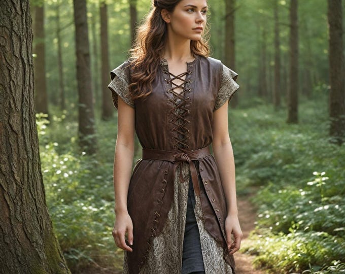 Women's Forest Huntress Leather Tunic | Medieval LARP Archer Costume ...