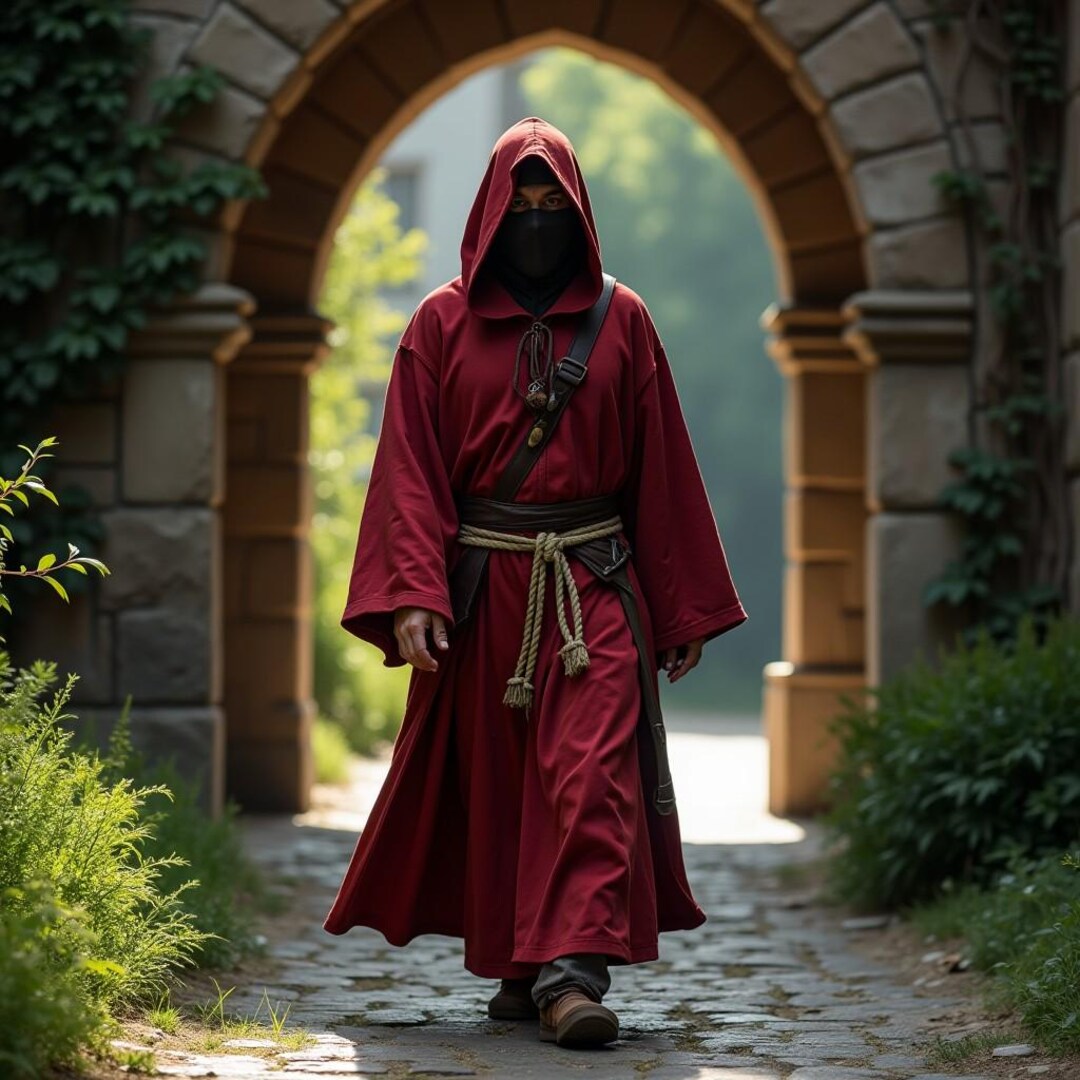 Unisex Burgundy Hooded Robe Dress | Mystical Gothic Viking Costume ...