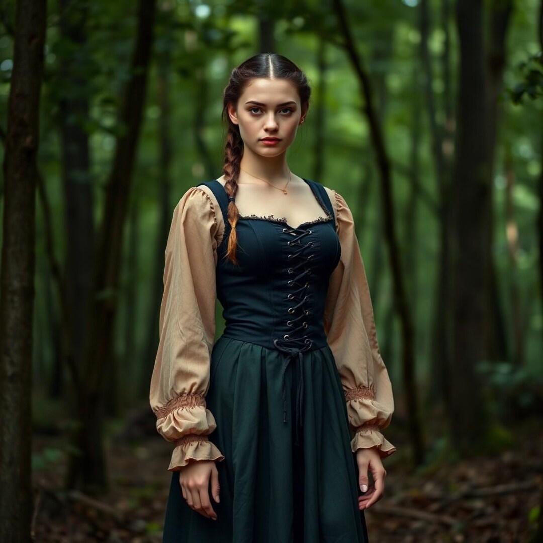 Women's Renaissance Lace-up Corset Dress | Medieval Cosplay Puffy ...