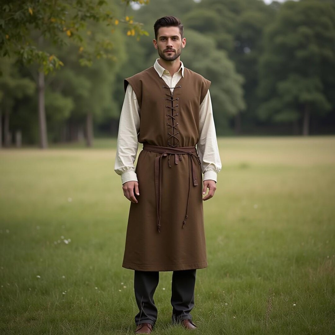 Brown Medieval Overcoat for Men | Renaissance Festival Peasant Tunic ...