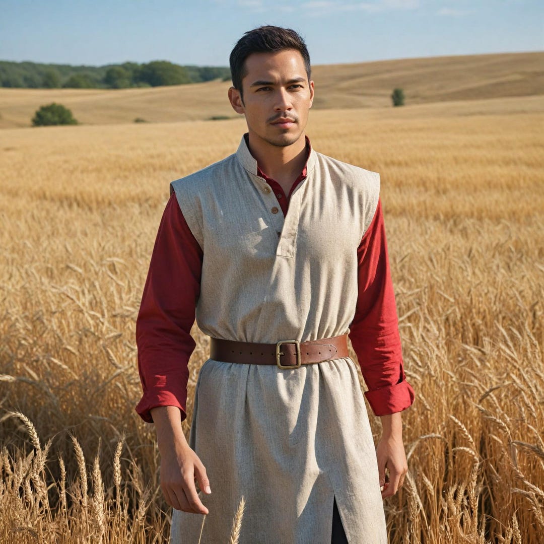 Beige Medieval Tunic for Men | Renaissance Peasant Costume | Viking ...