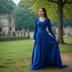 Women's Blue Medieval Reenactment Dress | Renaissance Victorian Cosplay ...