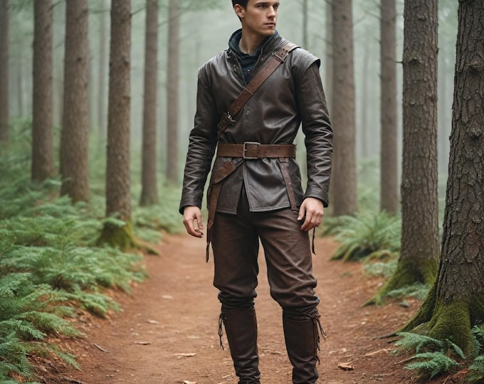 Medieval Exquisite Archer Costume | Men's Historical Bow Hunter Outfit | Renaissance Fair ...