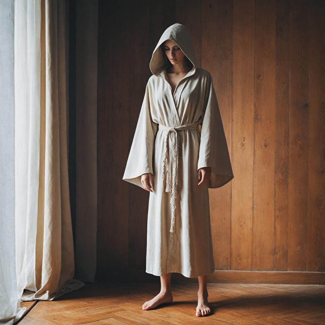 Beige Medieval Hooded Robe | Unisex Monk Cosplay Gown | Vintage ...