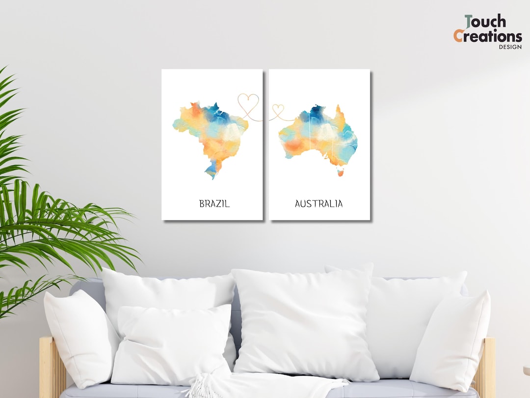 Set of Two Customisable Posters With Country Maps - Etsy