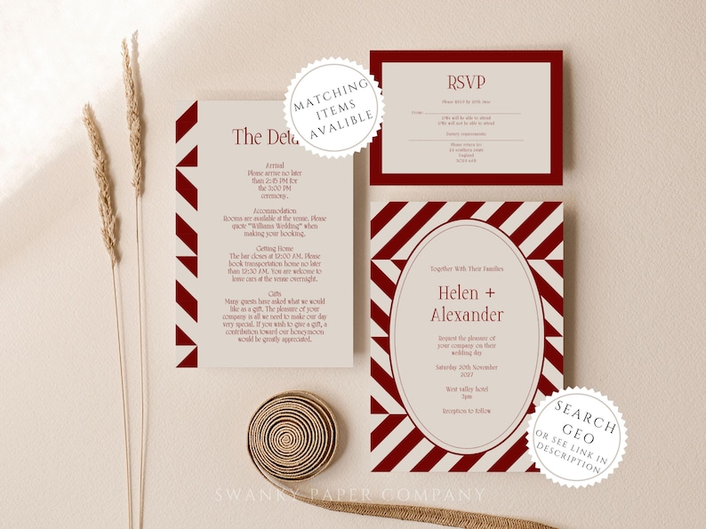 Deep Red Order of the Day Sign Template, Instant Download Wedding ...