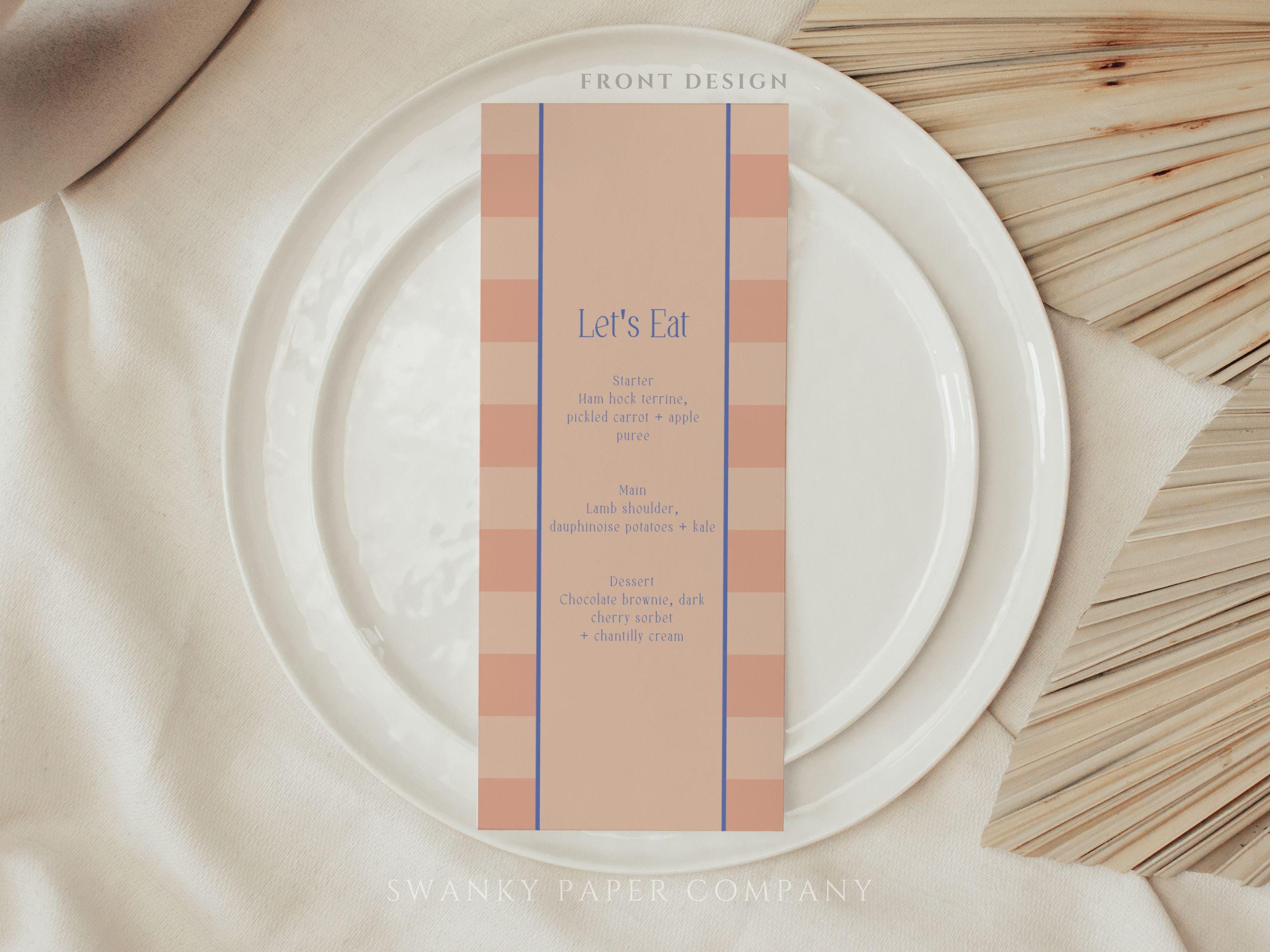 Wedding Menu Template, Editable Instant Download, Modern Dinner Menu ...